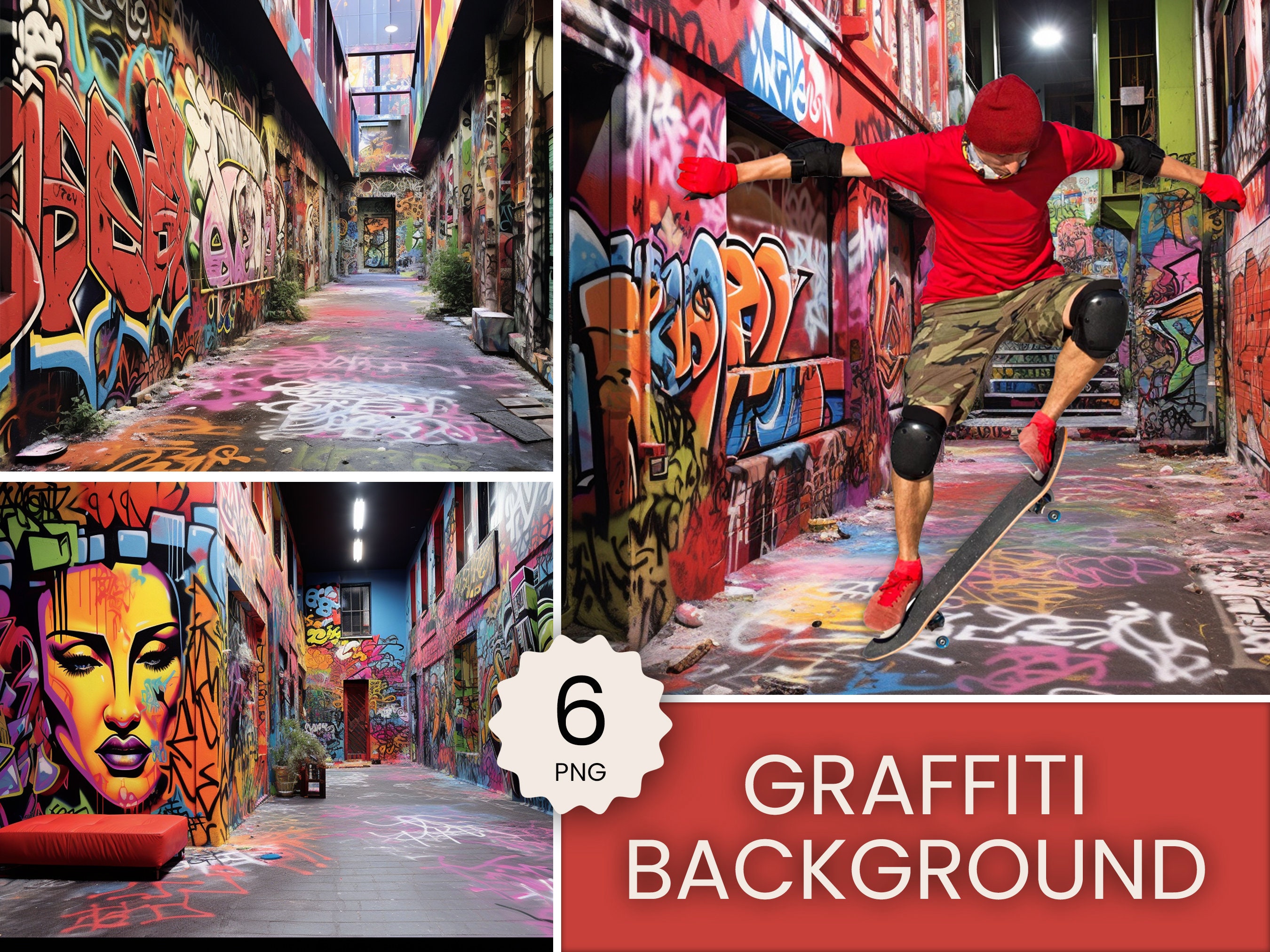 Graffiti Wall Digital Backdrop Photoshop Overlays Photography Backdrop ...