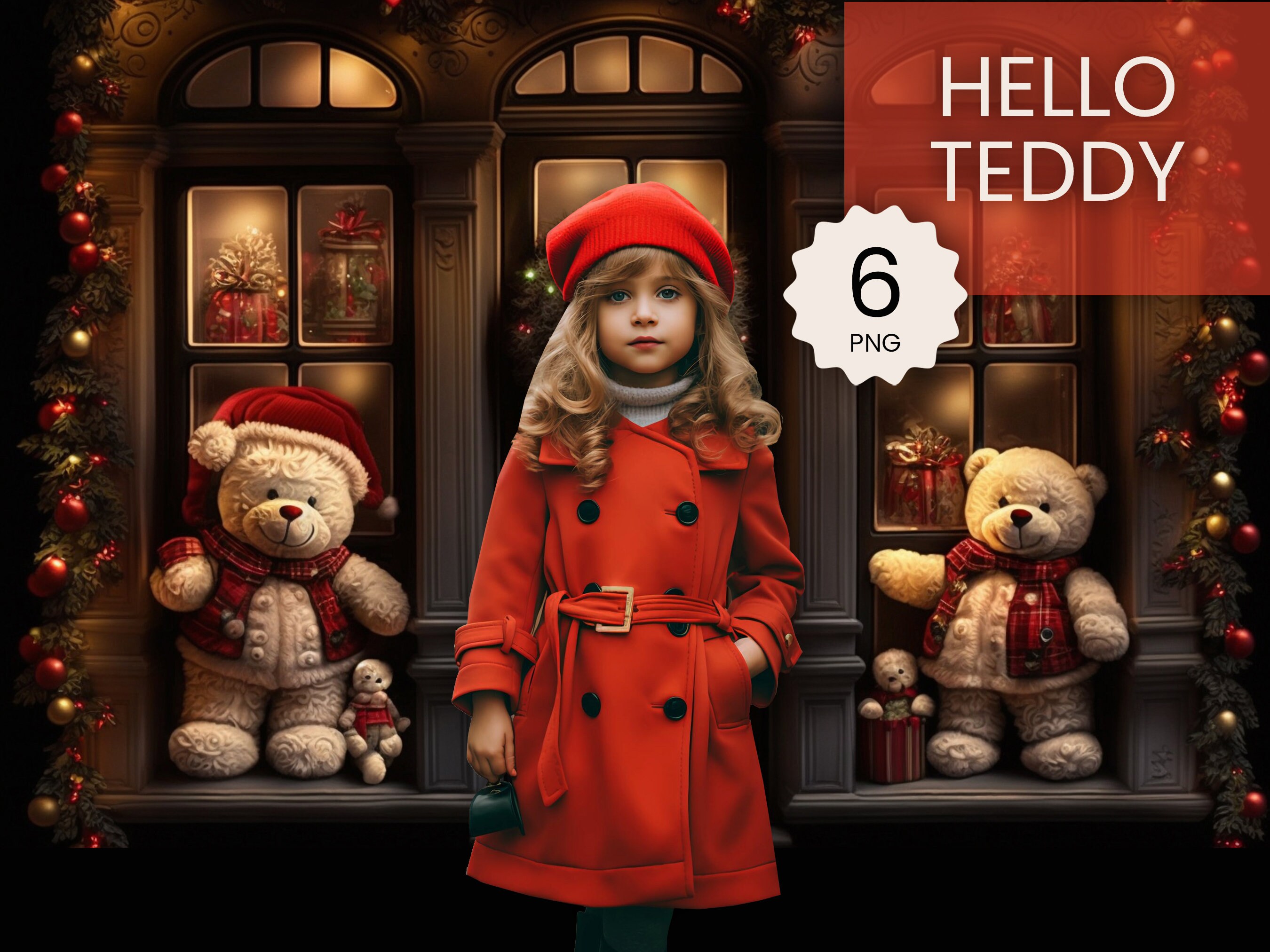 Christmas Digital Backdrop Teddy Bear Toy Shop Digital Christmas Background for Kids Toddlers ...