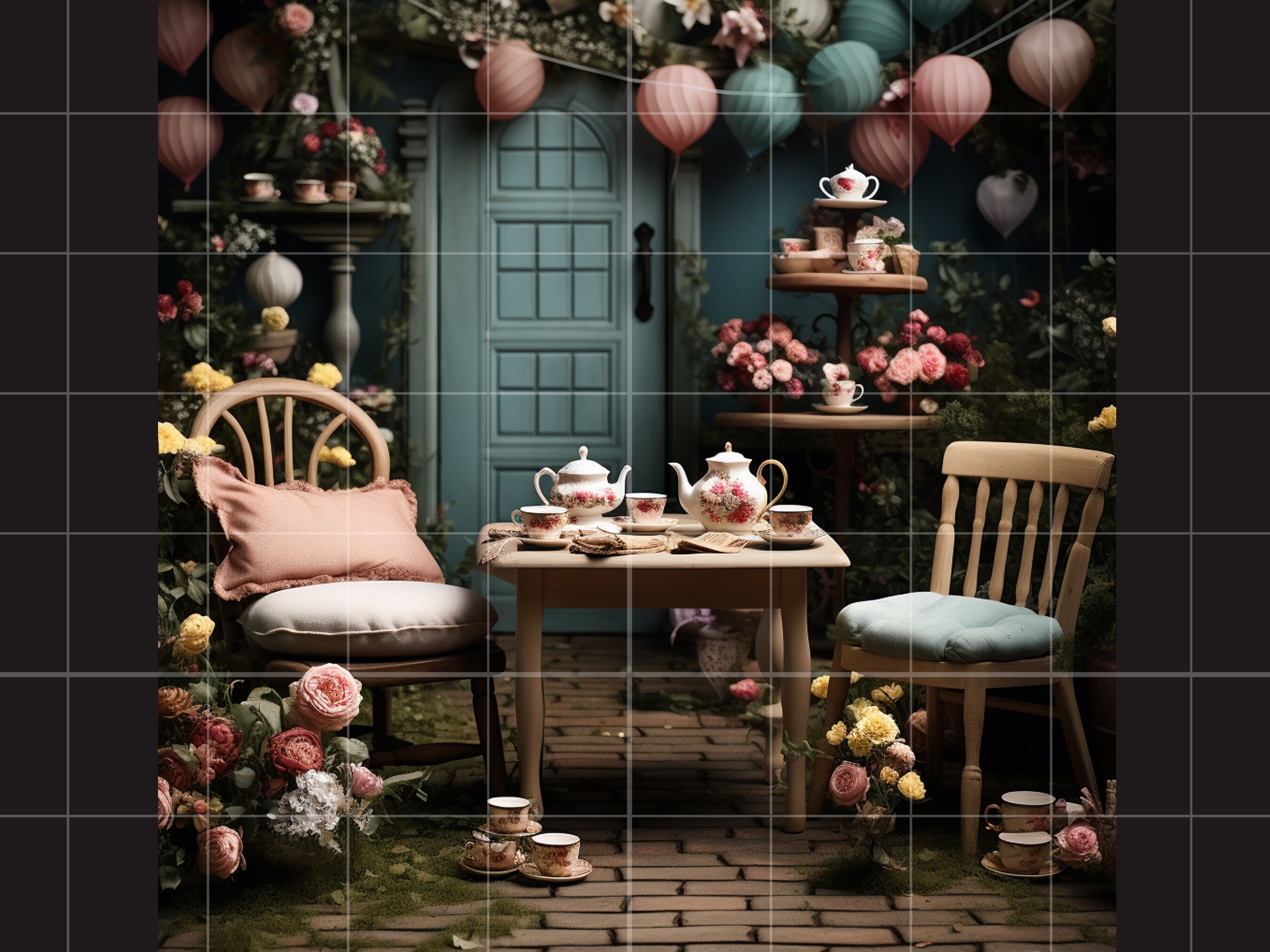 Tea Party Digital Backdrop Studio Photography Digital Background ...