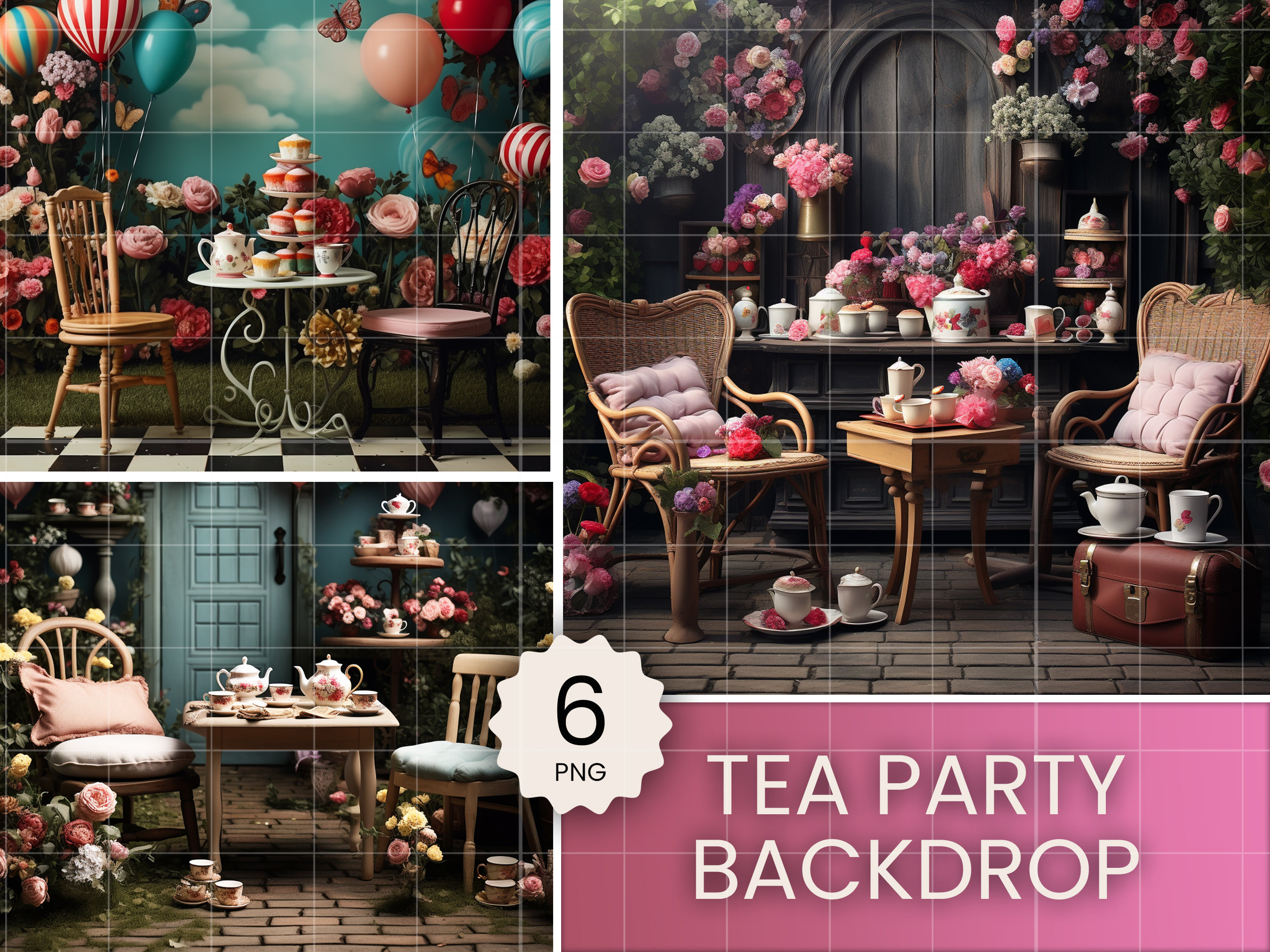 Tea Party Digital Backdrop Studio Photography Digital Background ...