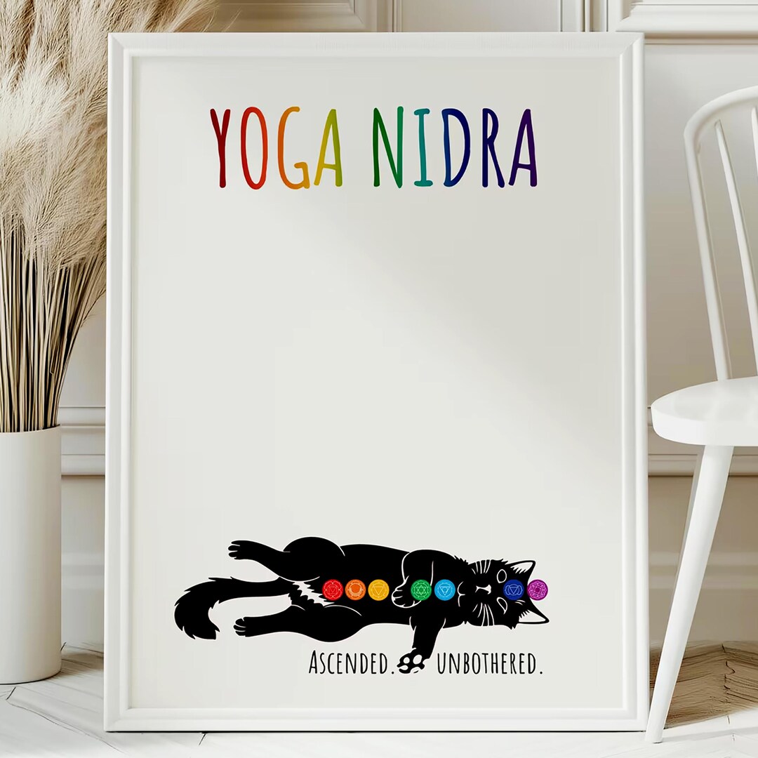 Funny Minimalist Chakra Cat Yoga Poster for Yoga and Cat Lovers - Etsy