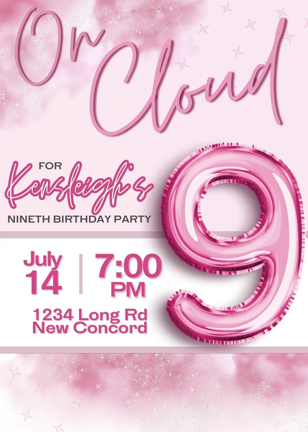 On Cloud 9 Birthday Party Invitation - Etsy