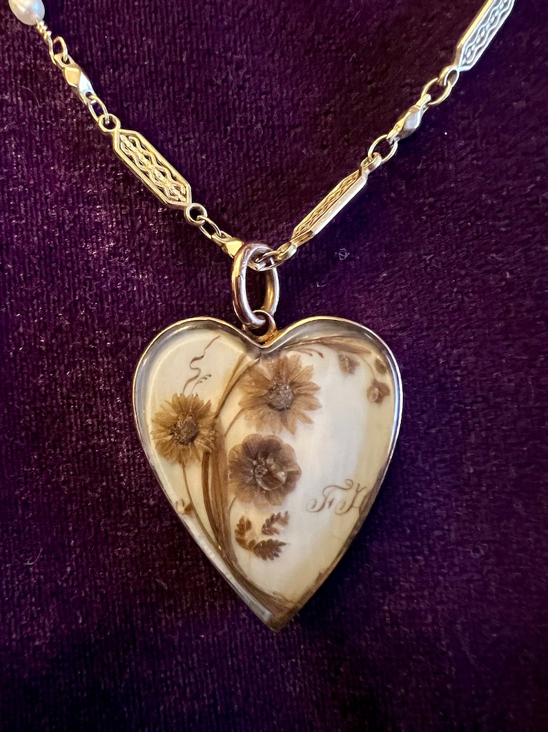 Antique Hair Work Heart Locket - Etsy