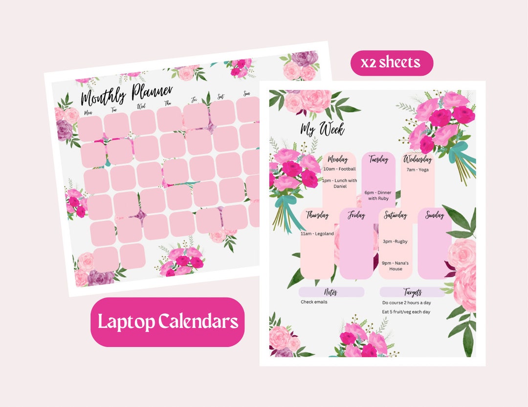 Decorative Planner Pretty Calendar Art Planner Colourful Organiser ...