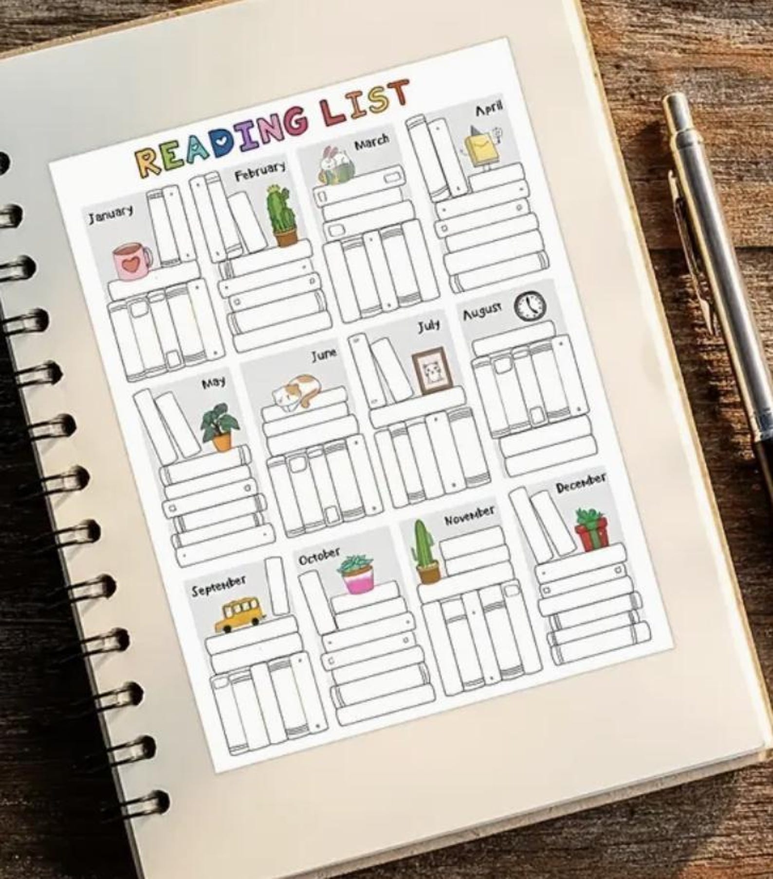 Reading List Tracker Sticker, Monthly Reading Tracker, Book Tracker ...