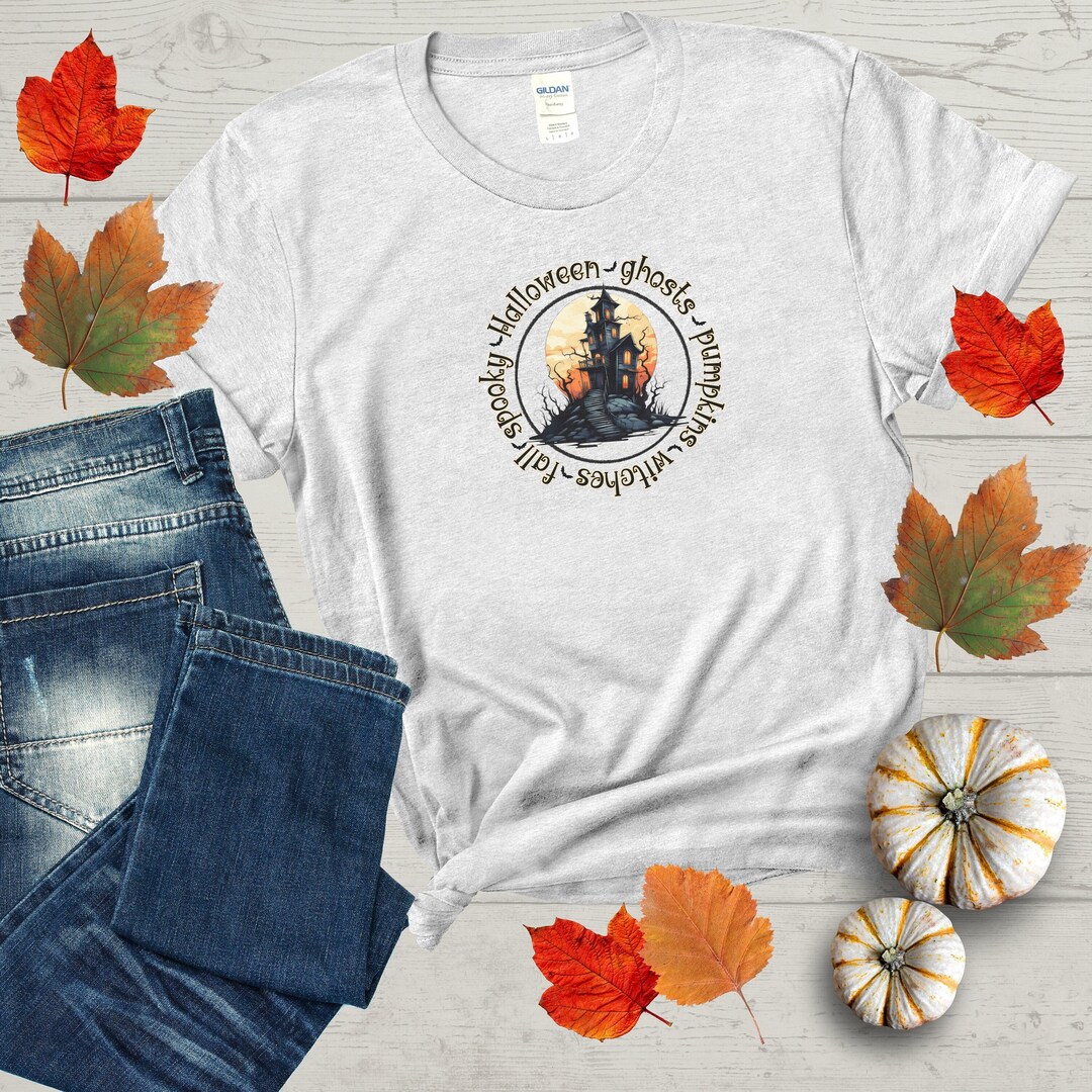 Spooky Haunted House Halloween Tshirt Layering With Flannel - Etsy