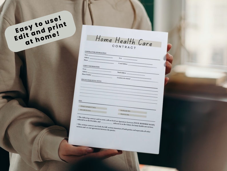 Home Health Care Contract, Canva Contract Template, Home Health Care ...
