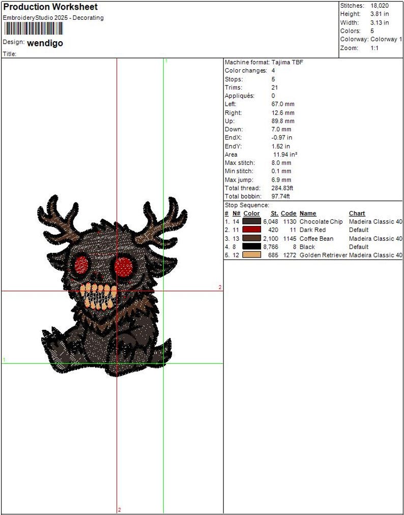 Wendigo Horror Embroidery File – Chibi Cryptid Design - Etsy