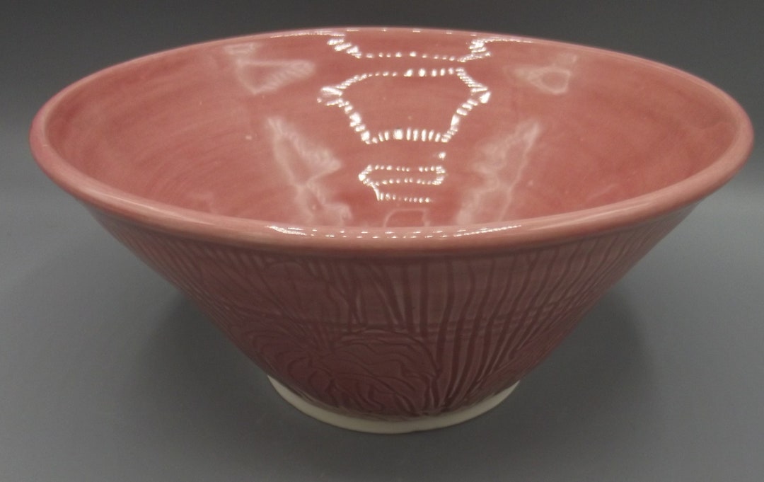 Pottery Bowl Hand Thrown on a Wheel, Trimmed, & Fired Using a Carved ...