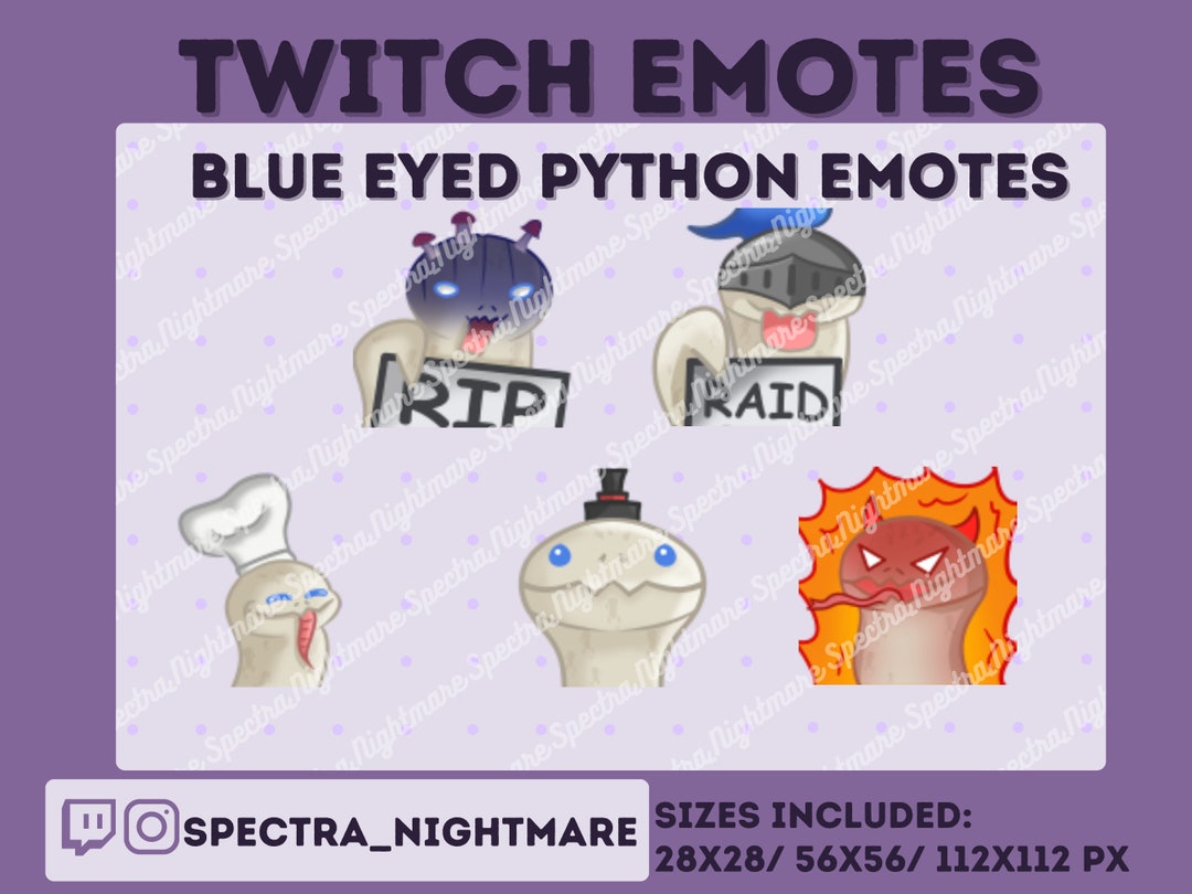 Blue Eyed Python White Snake Expressive Emotes for Twitch, Youtube, and ...