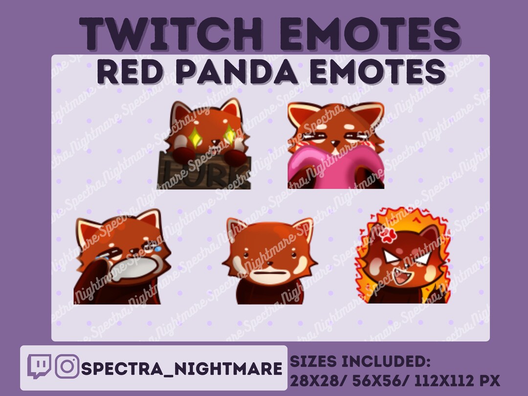 Red Panda Twitch Discord Youtube Lurk Sleepy Merp Angry Love Emote - Etsy