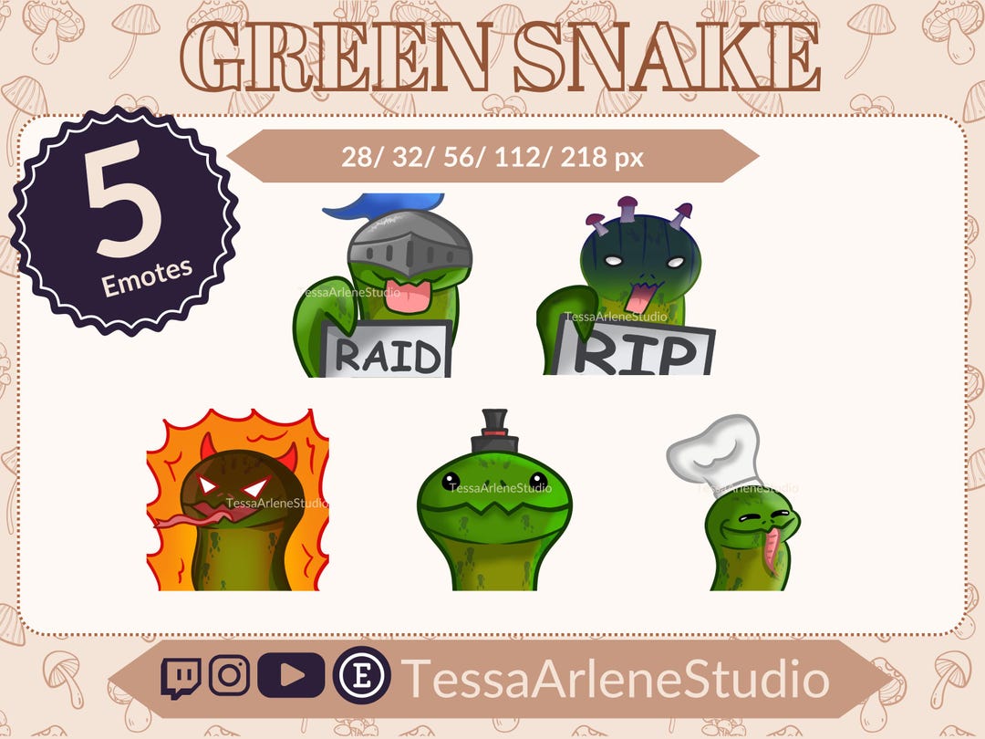 Green Snake- Expressive Emotes for Twitch, Youtube, and Discord - Etsy