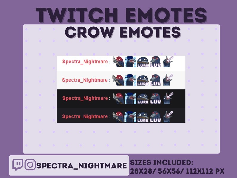 Whimsical Crow Emote and Bird Lurk Emote Bundle for Gamers and ...