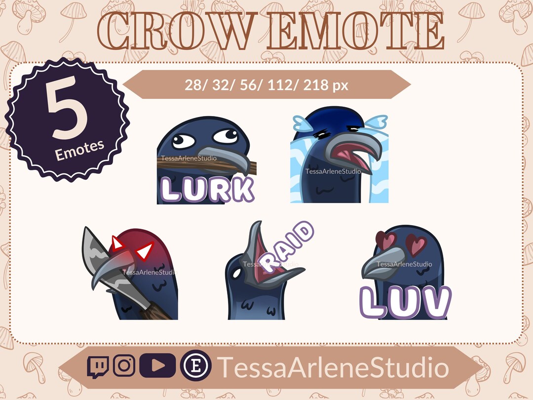 Whimsical Crow Emotes – Gamer/streamer Emote Bundle (digital Download ...