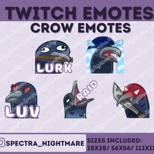 Whimsical Crow Emote and Bird Lurk Emote Bundle for Gamers and ...