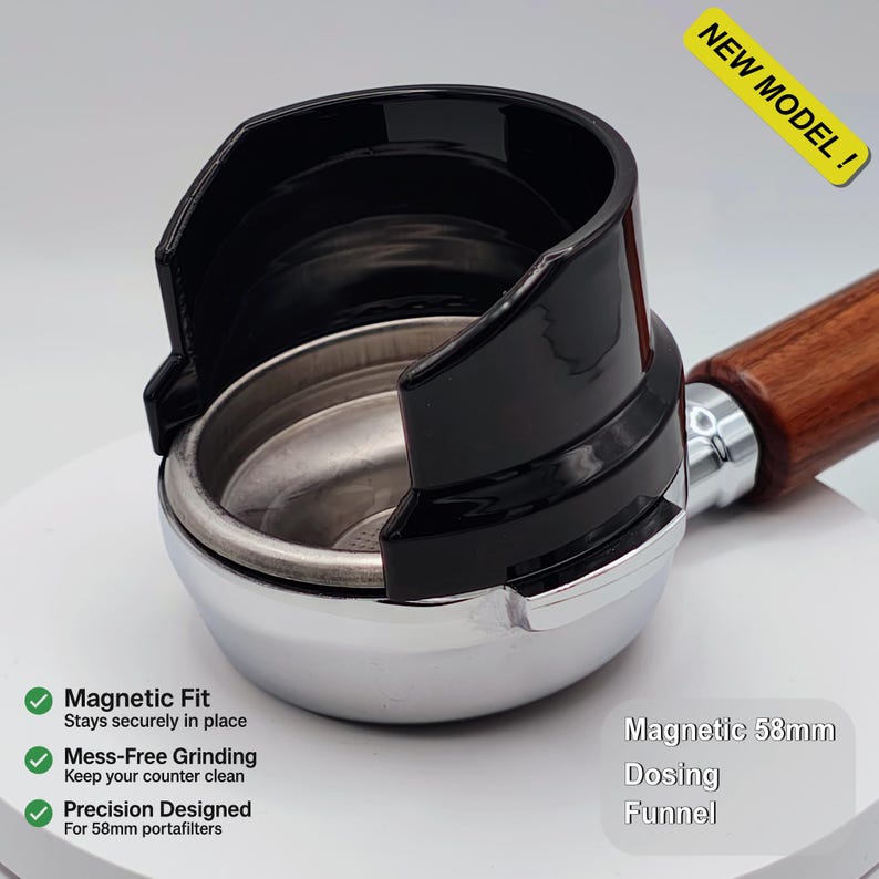 Magnetic Espresso Dosing Funnel 58mm – Black Ring for Fiorenzato ...