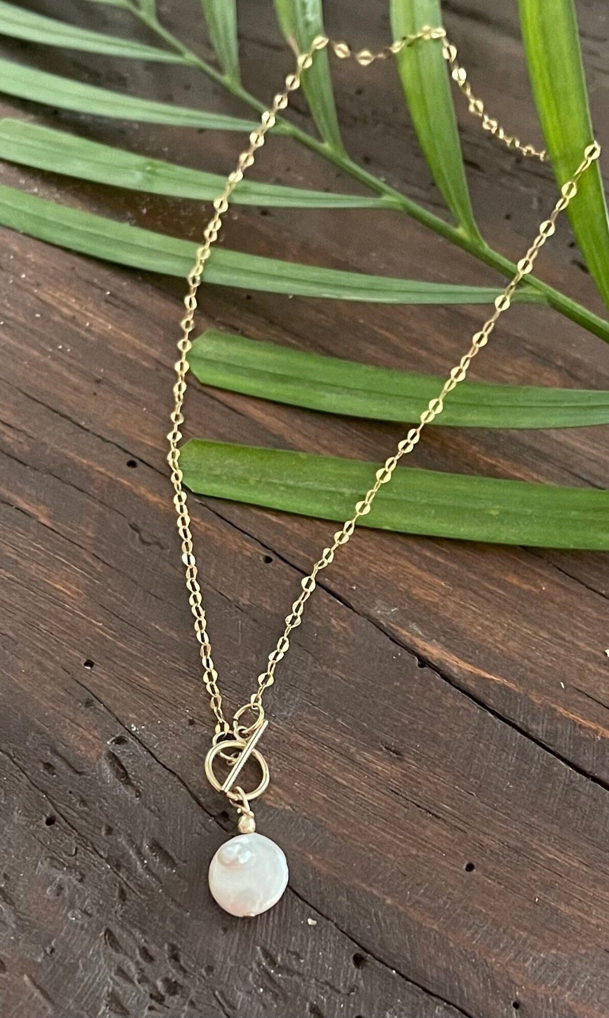 Gold Toggle Necklace 14k Gold Filled Toggle Clasp Necklace With ...