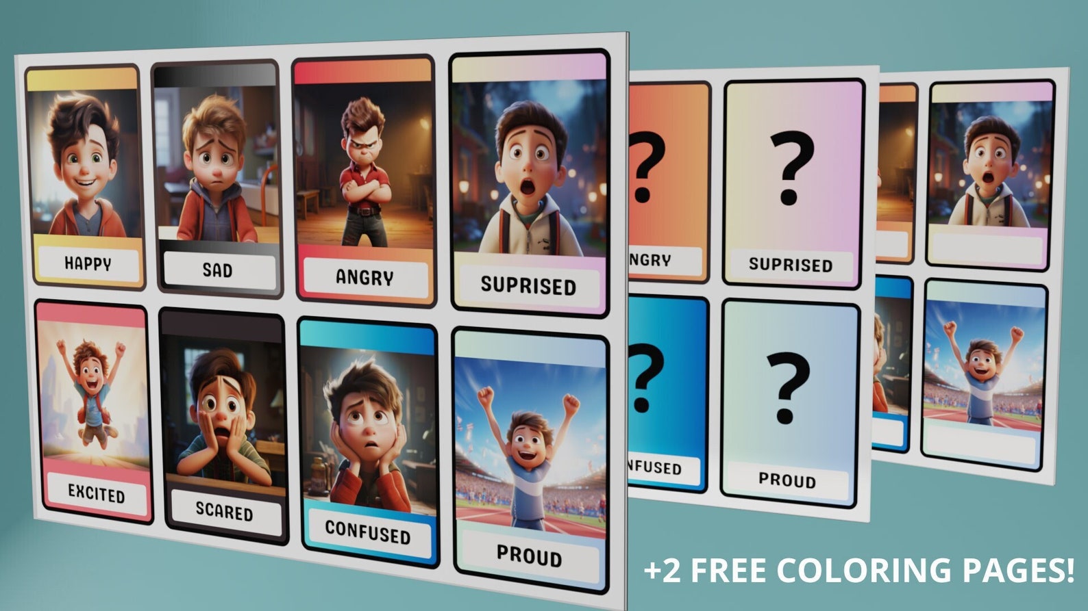 8 Printable Flashcards - Emotions and Feelings + FREE COLORING PAGES - Etsy