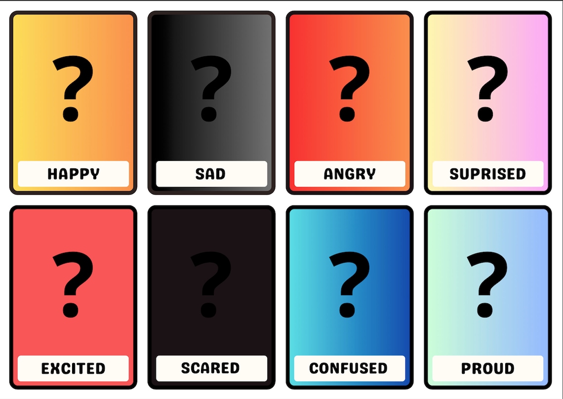 8 Printable Flashcards - Emotions and Feelings + FREE COLORING PAGES - Etsy