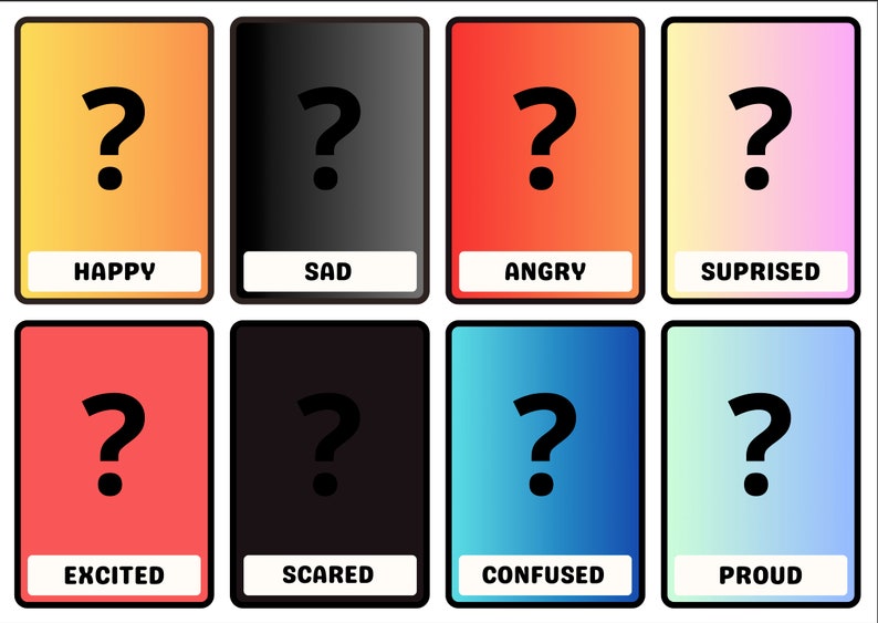 8 Printable Flashcards - Emotions and Feelings + FREE COLORING PAGES - Etsy