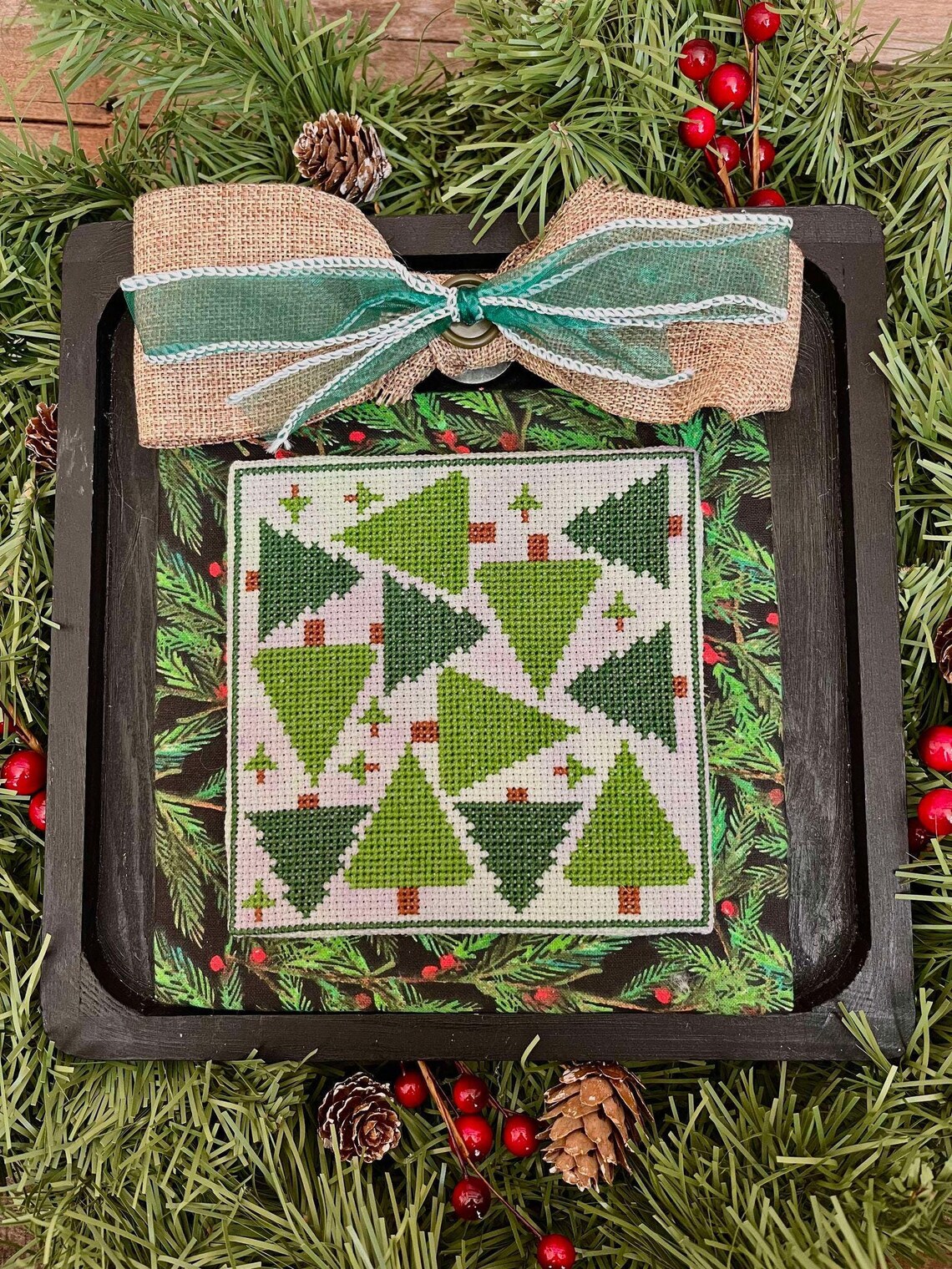 December Pine Trees Monthly Cross Stitch Pattern, Digitial PDF Instant ...