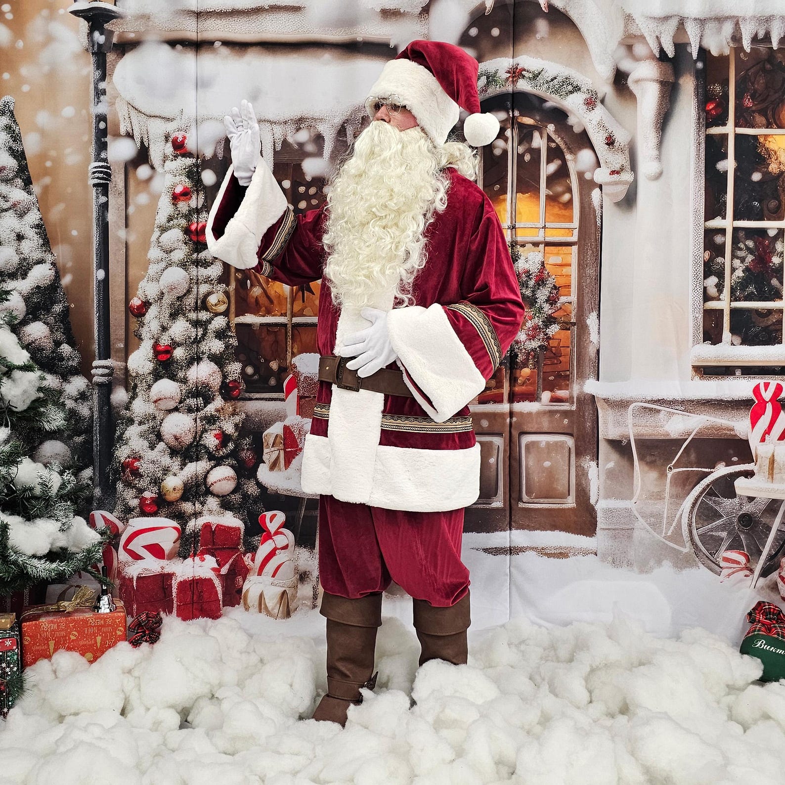 Deluxe Dark Red Santa Claus Costume, Luxury Santa Claus Outfit, Dark ...