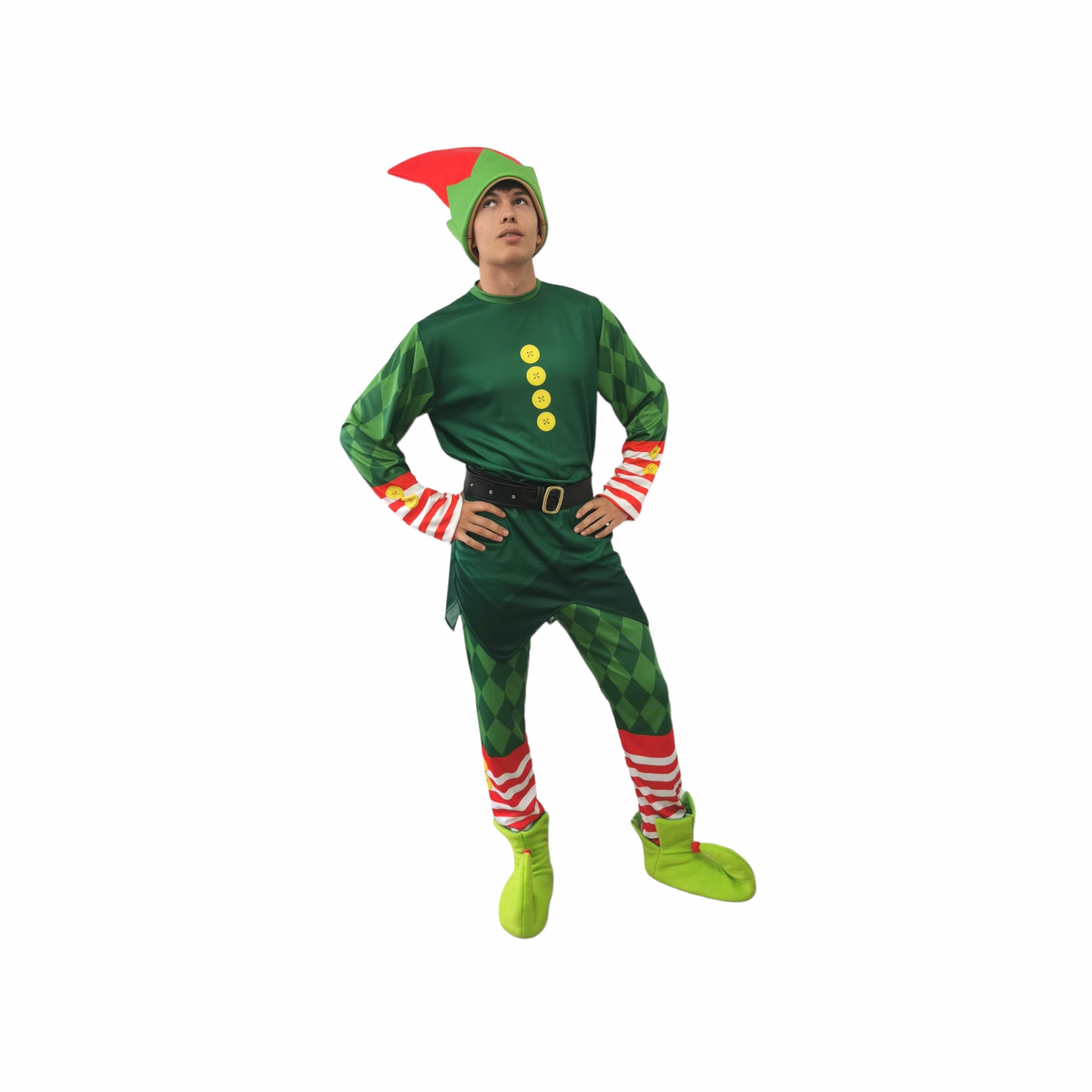 Christmas Elf Costume Men Green Adult Size Elf Costume - Etsy