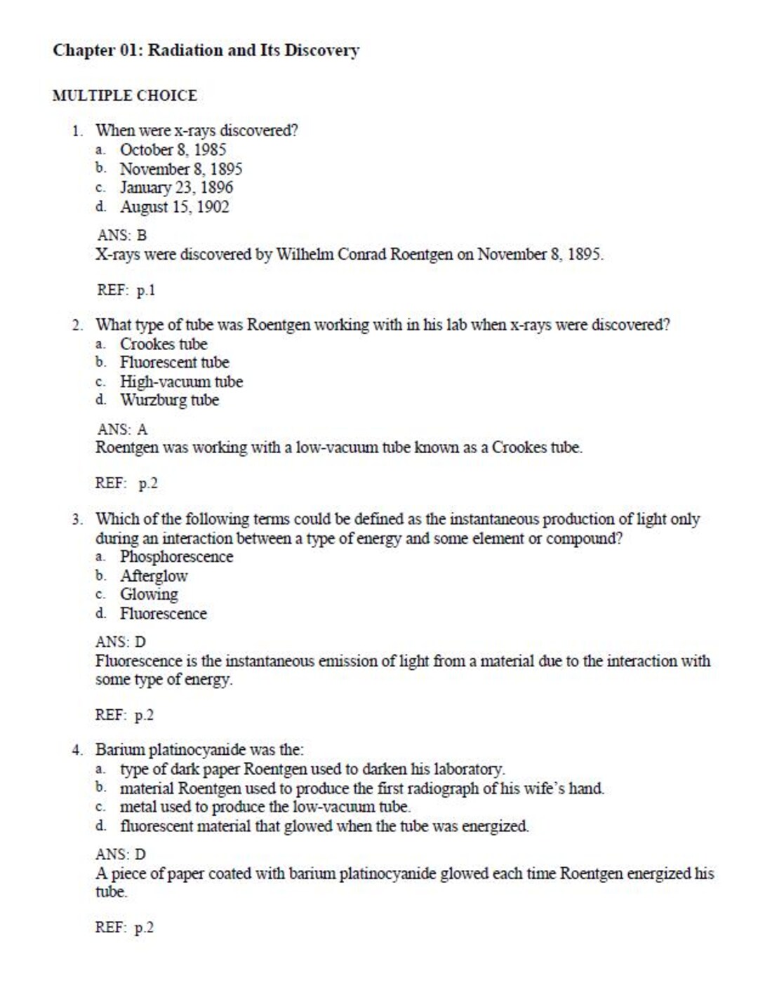 Practice Question and Answers for Radiographic Imaging and Exposure 6th ...