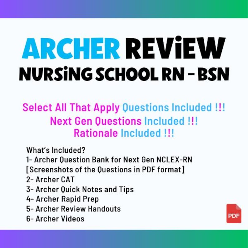 Archer Question Bank for Next Gen NCLEX-RN - Etsy