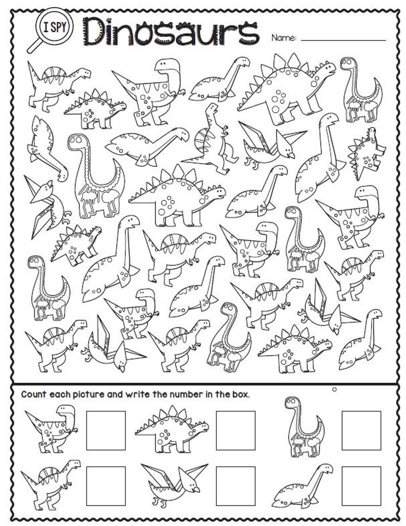 I Spy Dinosaurs: Fun Counting & Visual Search Activity for Kindergarten ...
