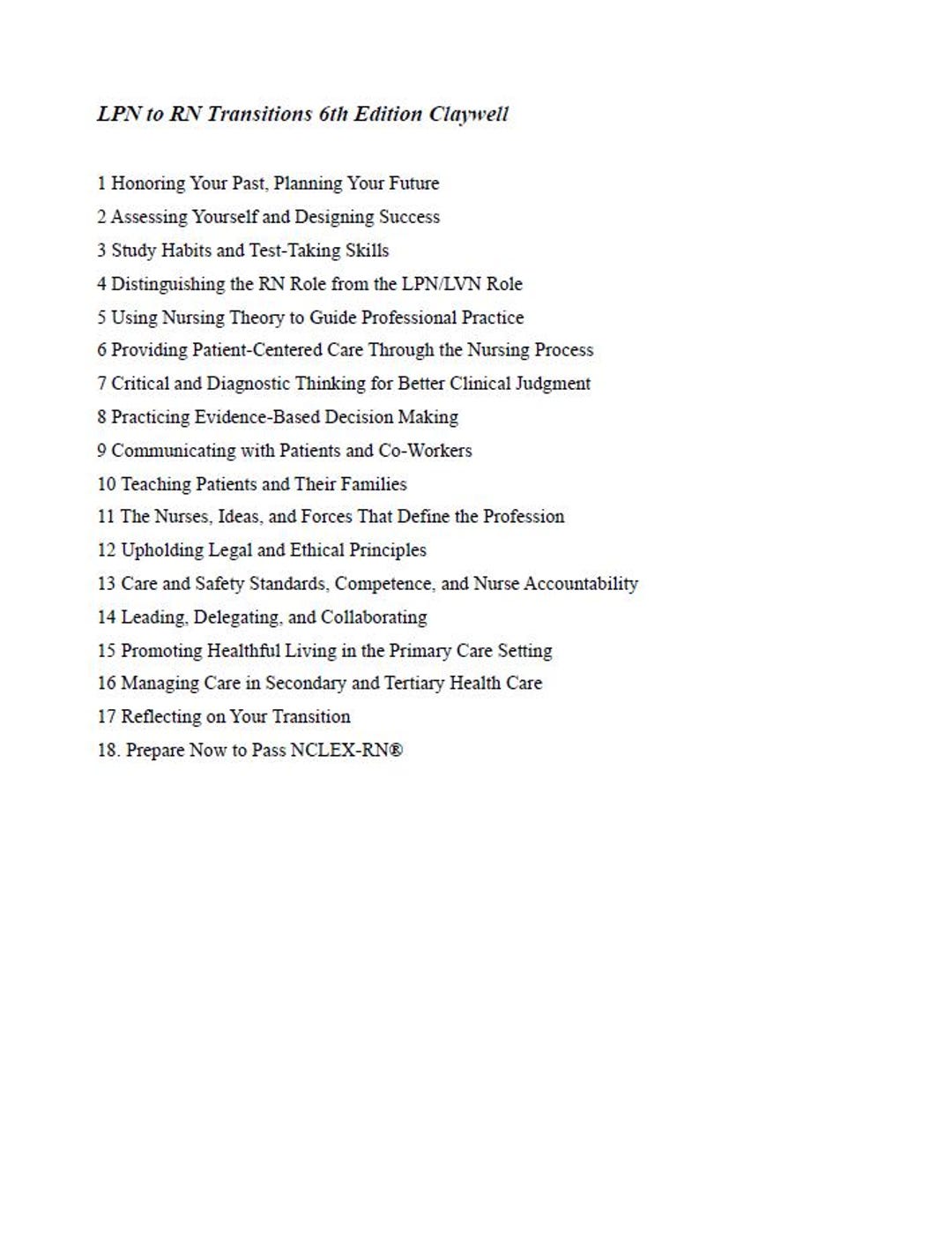 Practice Question and Answers for LPN to RN Transitions 6th Edition ...