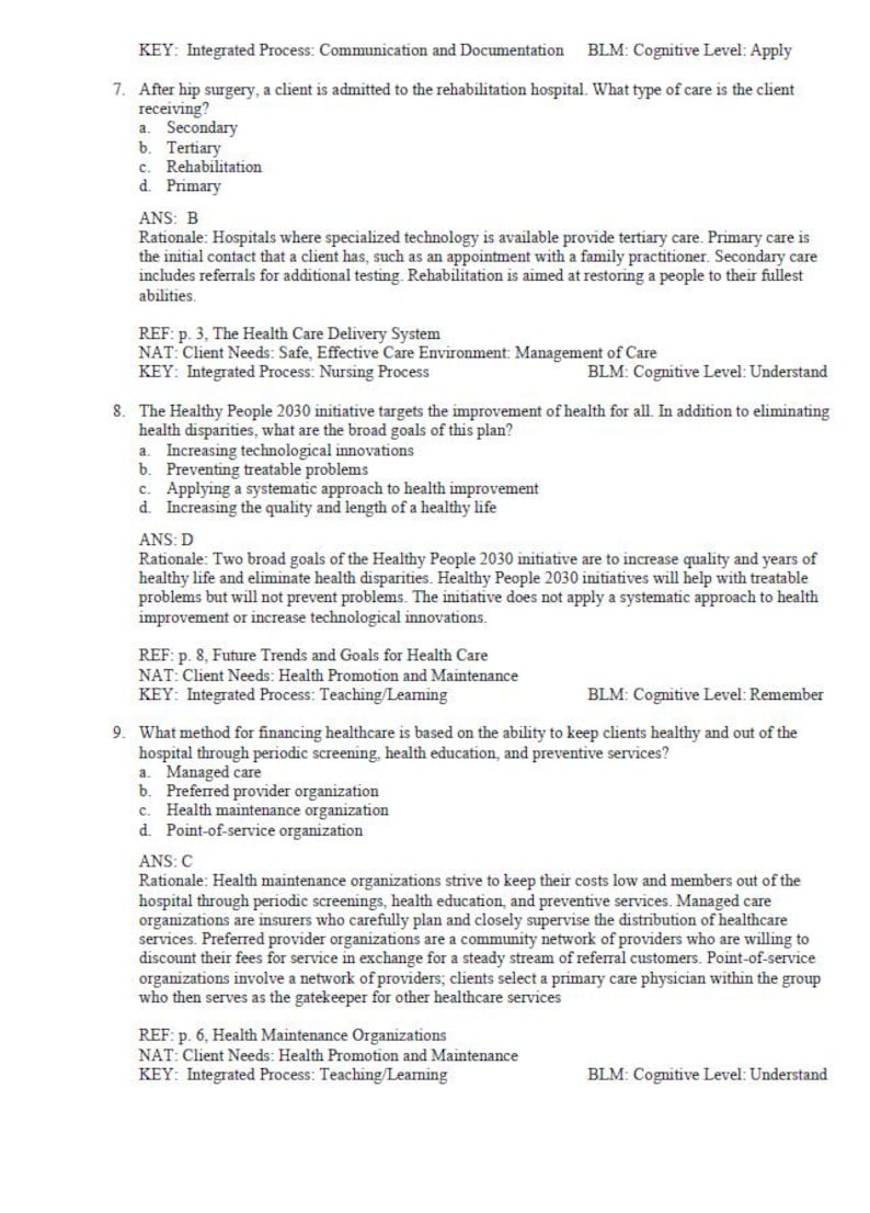 Practice Question and Answers for Timbys Introductory Medical Surgical ...