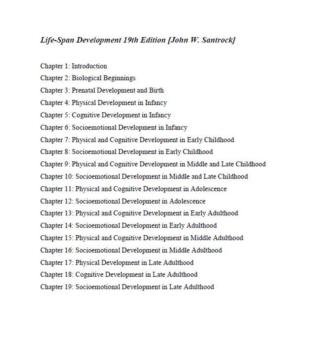 Practice Question and Answers for Life-span Development 19th Edition ...