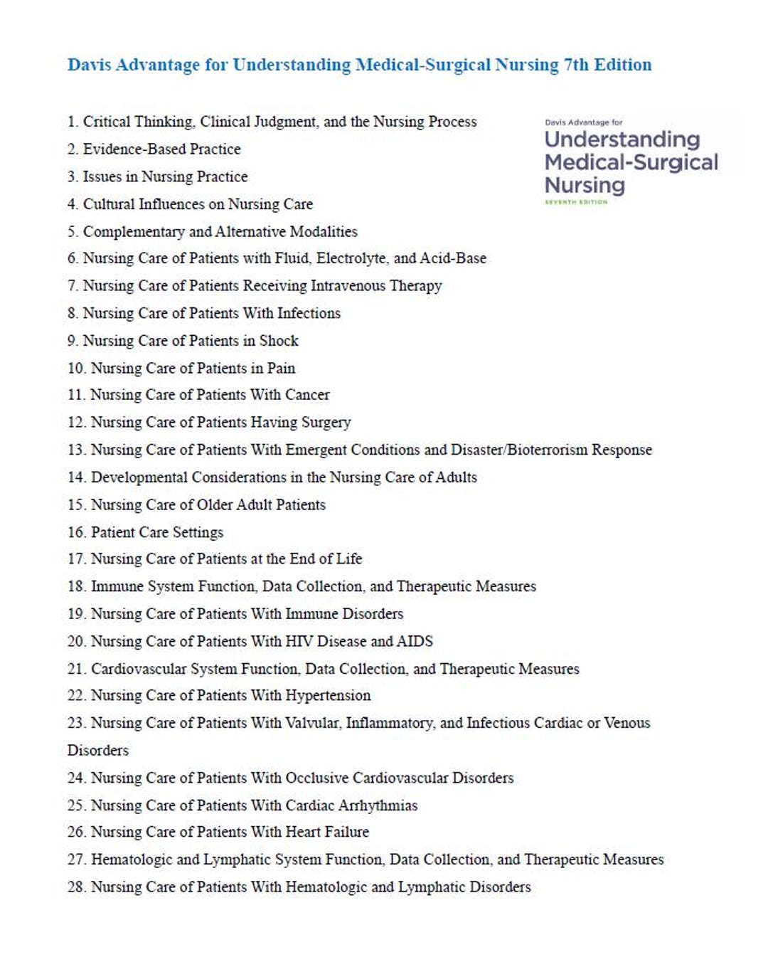 Practice Question and Answers for Davis Advantage for Understanding ...