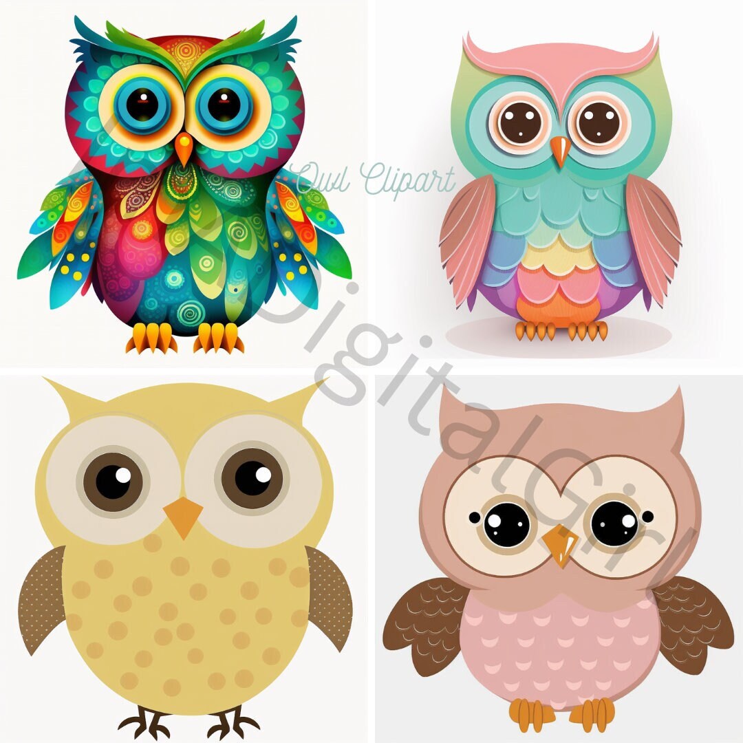 Owl Clipart- Commercial Use, PNG, Instant Download - Etsy