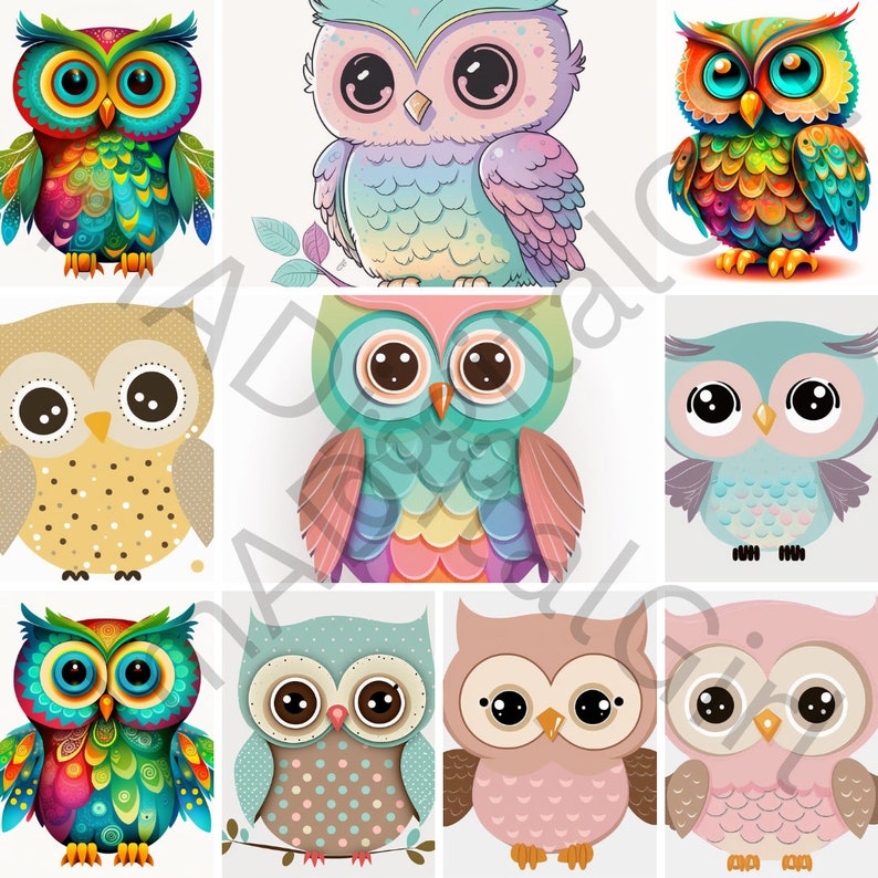 Owl Clipart- Commercial Use, PNG, Instant Download - Etsy