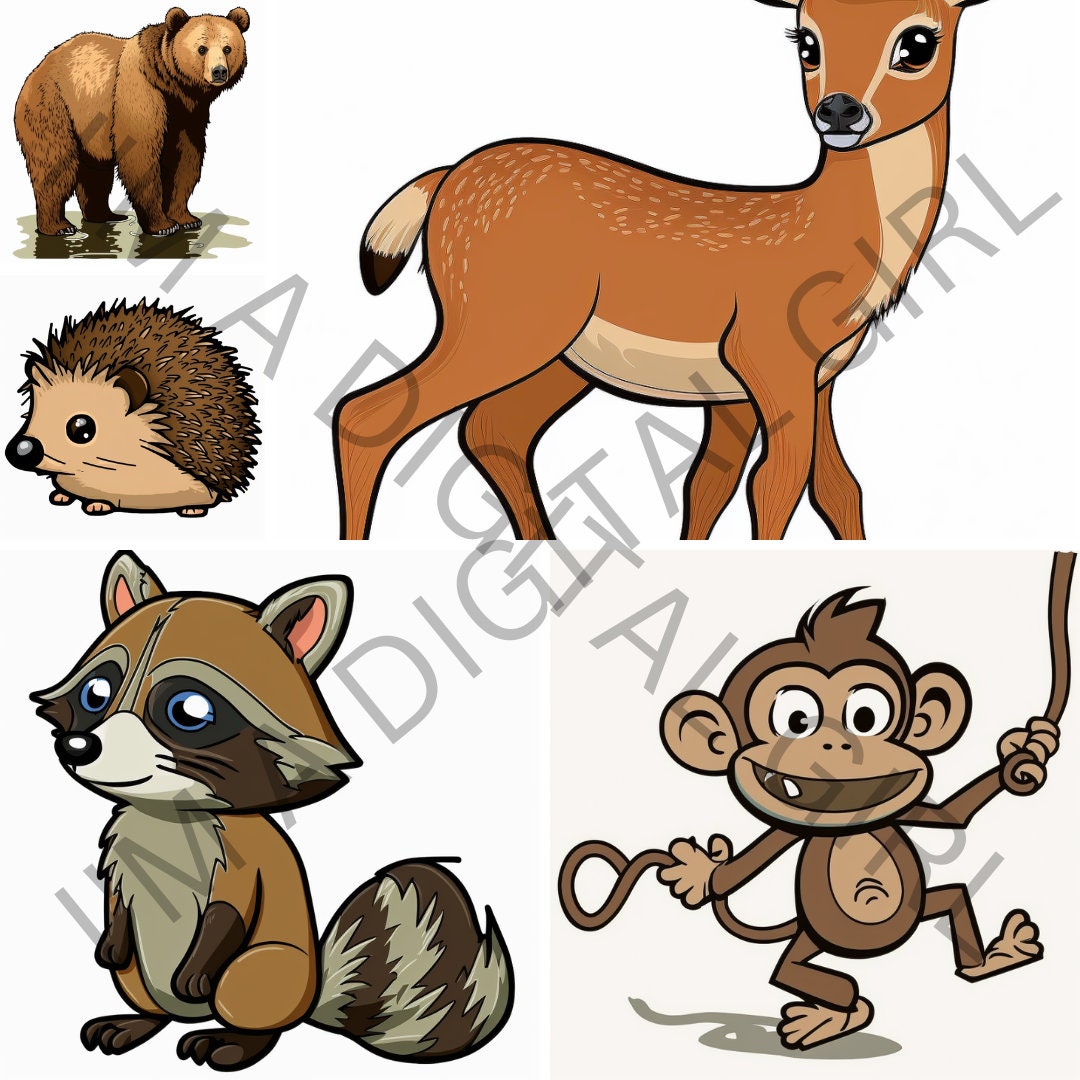 Forest Clipart, Forest Animals, Animal Clipart, PNG, Commercial Use - Etsy