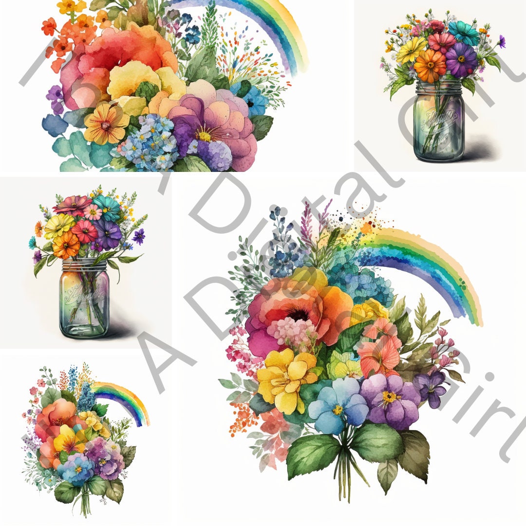 Watercolor Flowers, PNG, Commercial Use - Etsy
