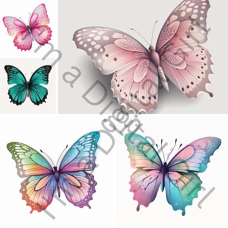 Butterfly Clipart, PNG, Commercial Use - Etsy
