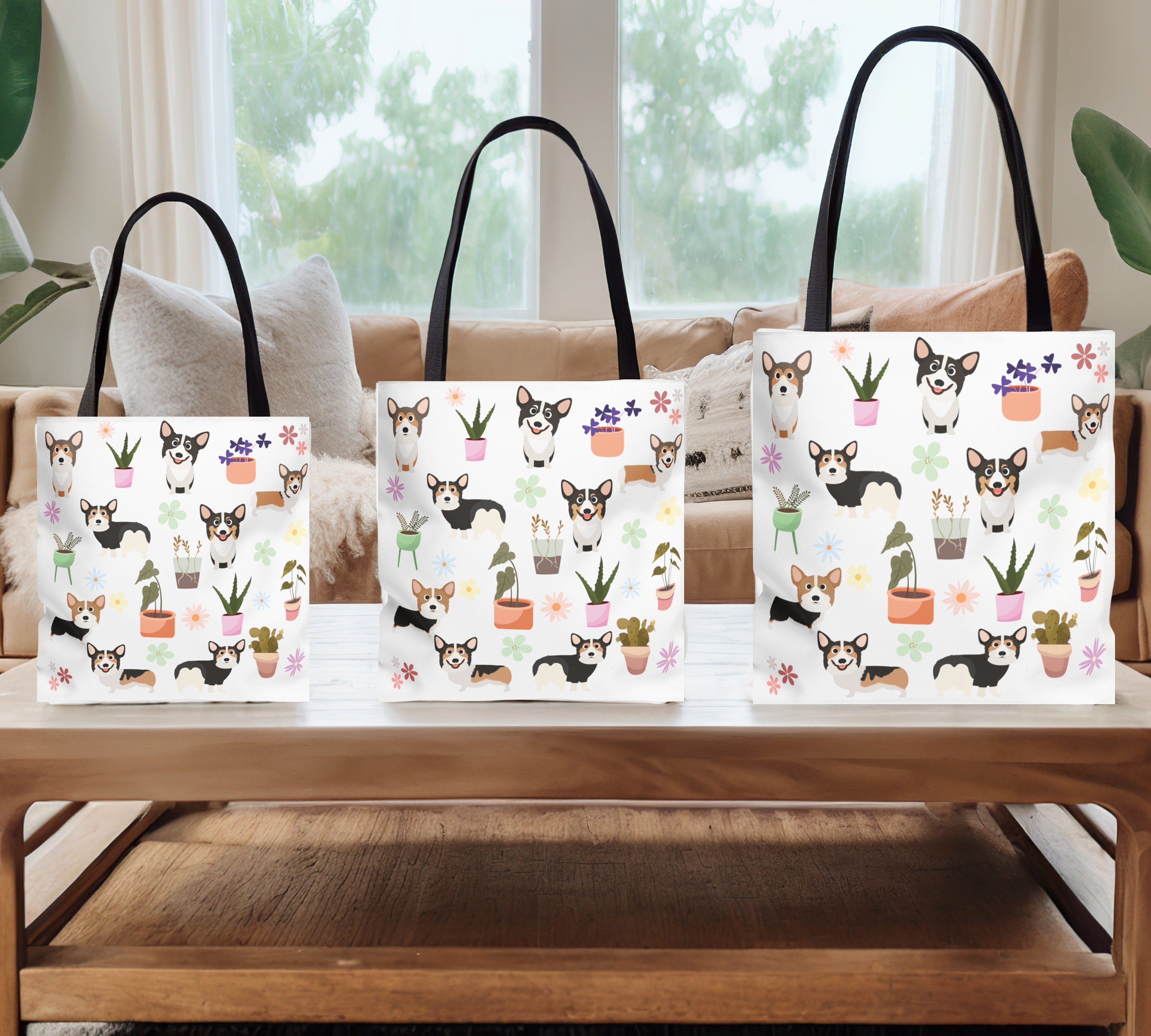 Corgi Tote Bag, Gift for Corgi Lover, Cute Corgi Market Bag, Corgi ...