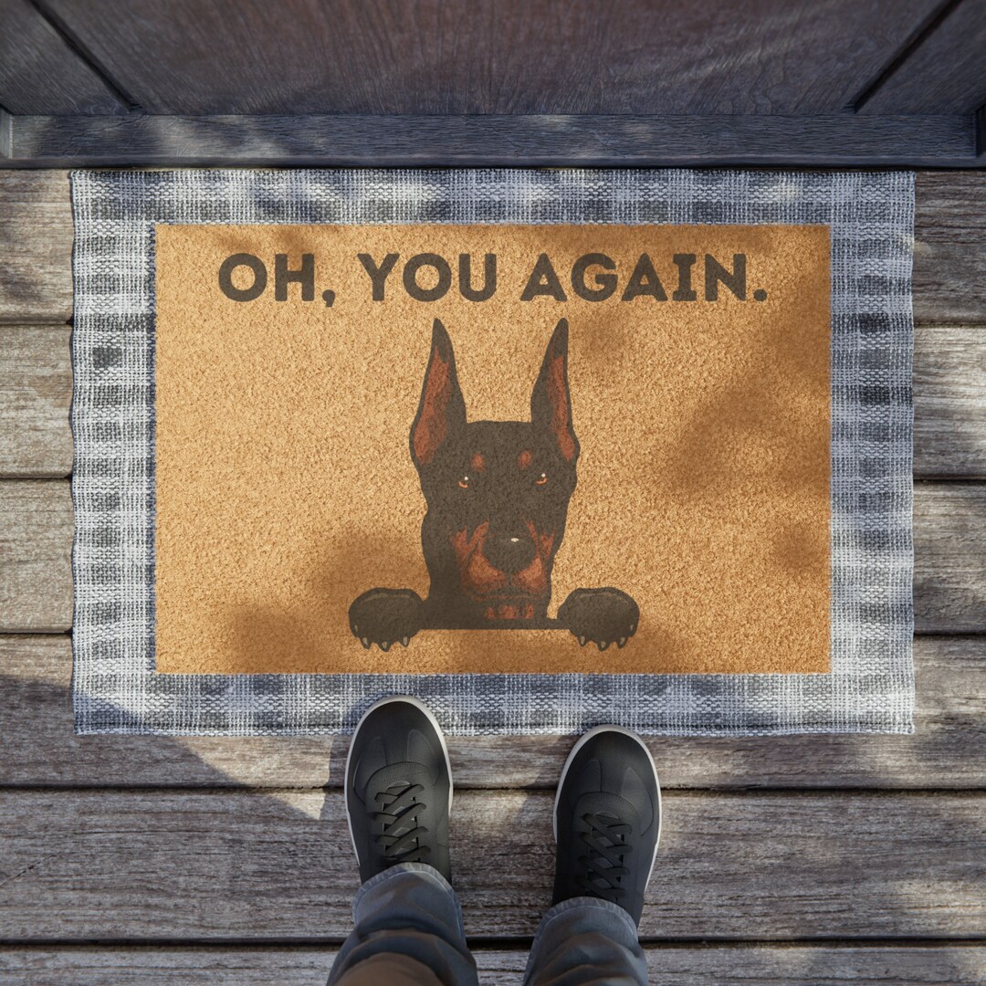 Doberman Welcome Mat, Funny Dog Door Mat, Doberman Pinscher Dog Door ...