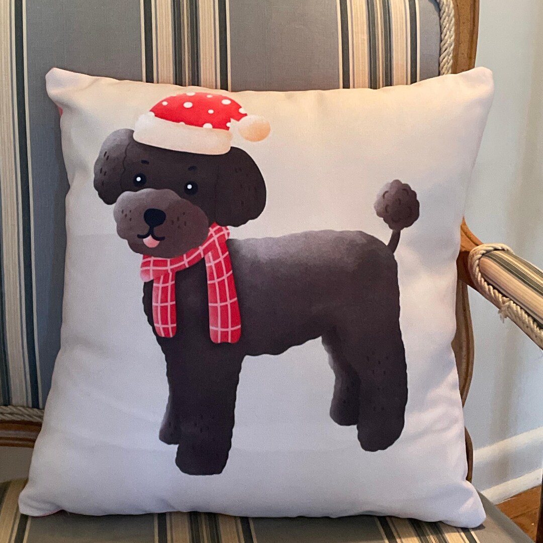 Christmas Poodle Holiday Pillow, Christmas Dog Decor for Couch, Festive ...
