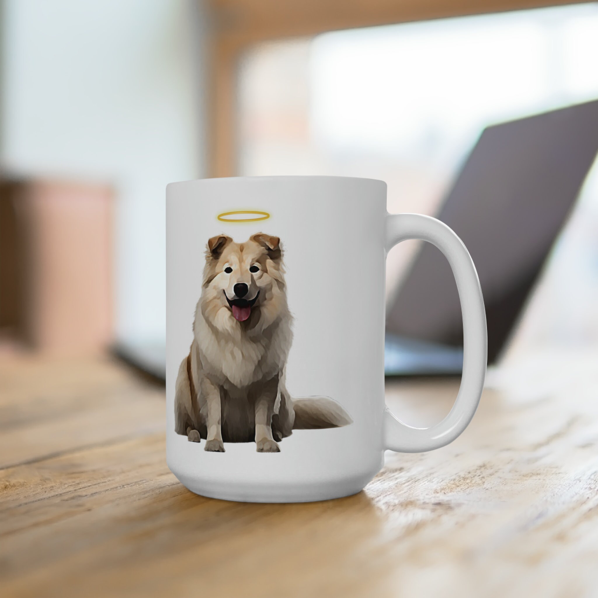 Personalized Memorial Mug With Dog Photo and Halo. Pet Sympathy Gift ...