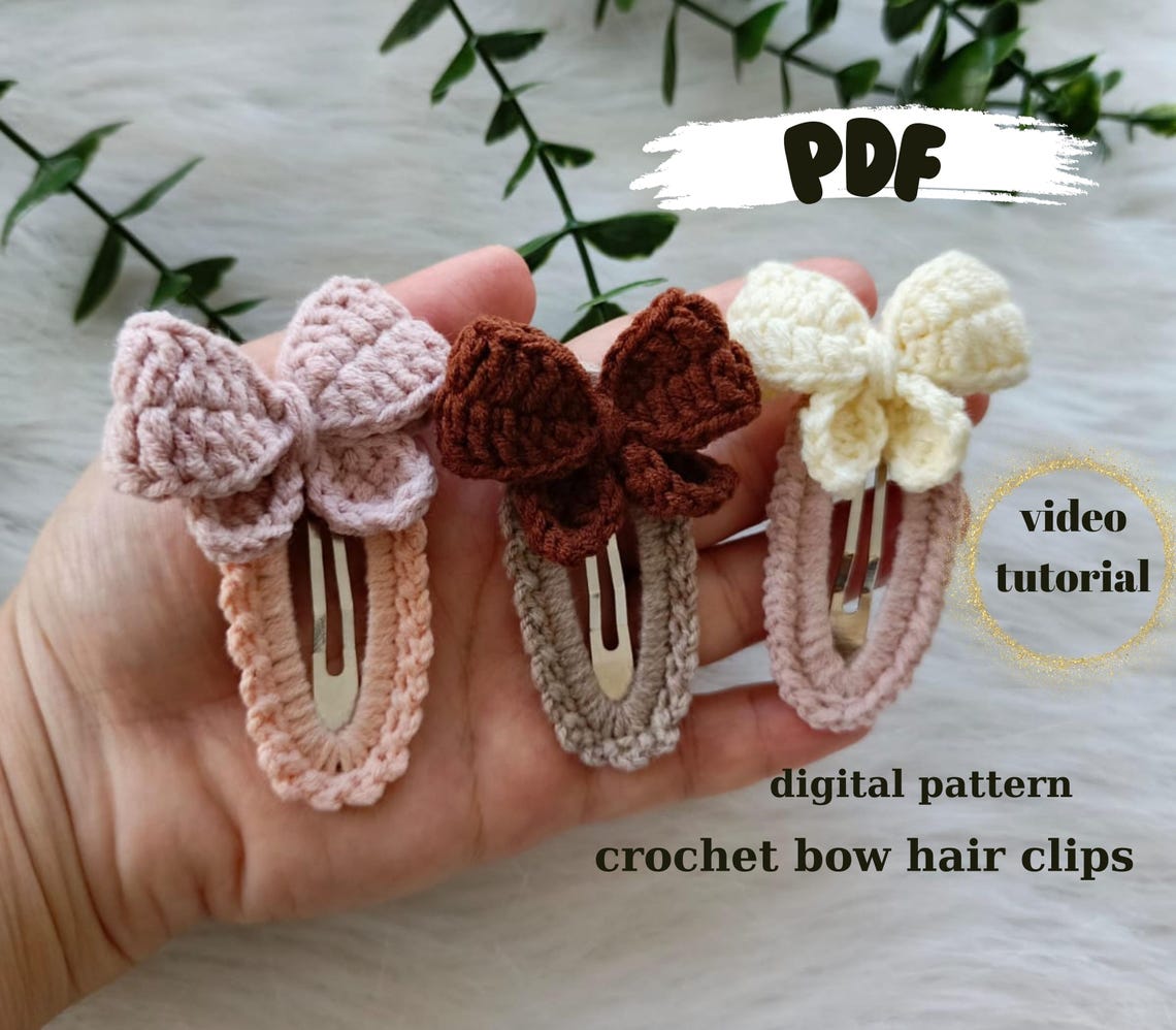Crochet Bow Hair Clip Pattern, Girls Barrettes (digital Download) - Etsy