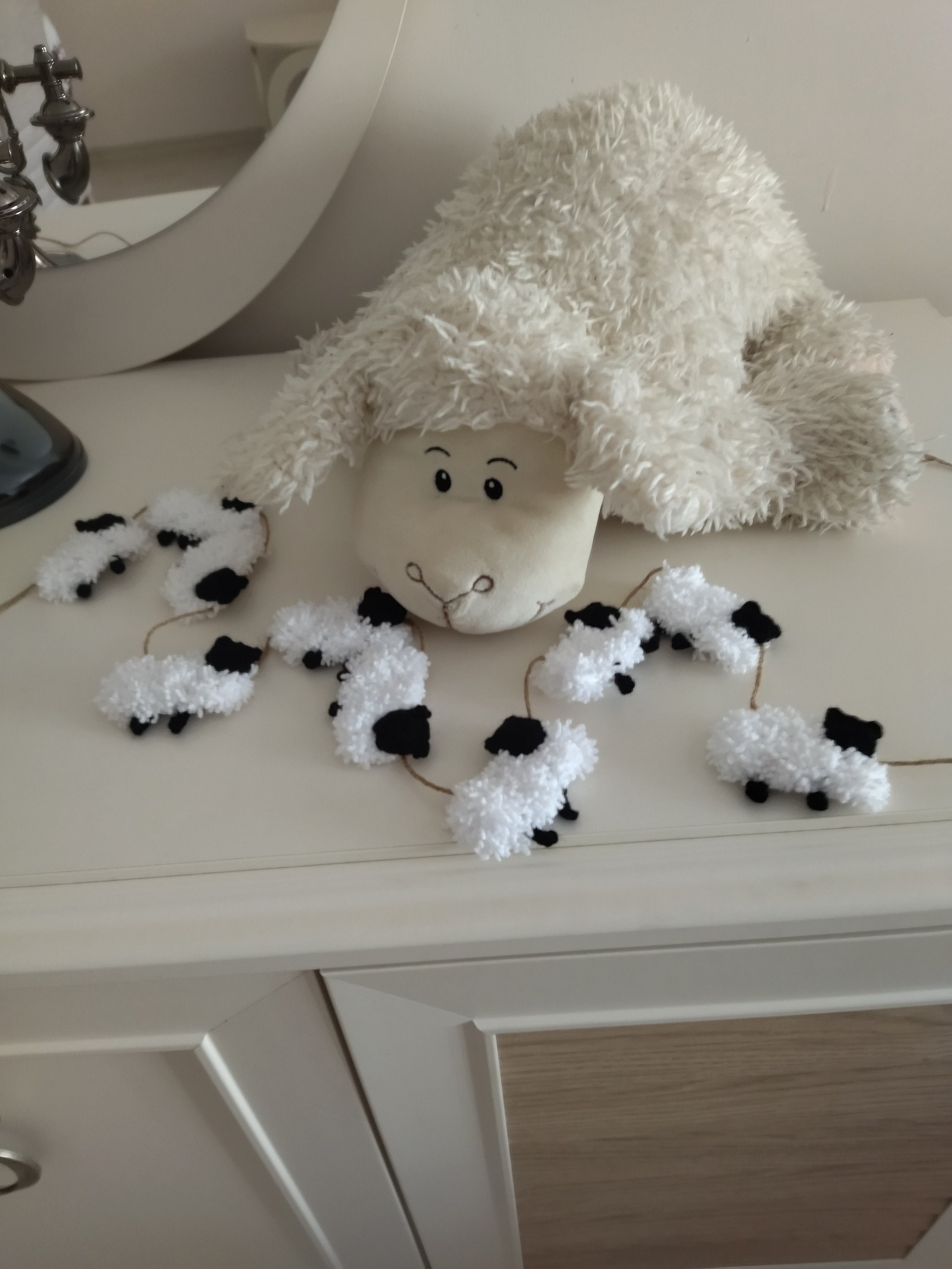 Crochet Sheep / Lamb Garland,handmade Sleepy Sheep Childern's Wall ...