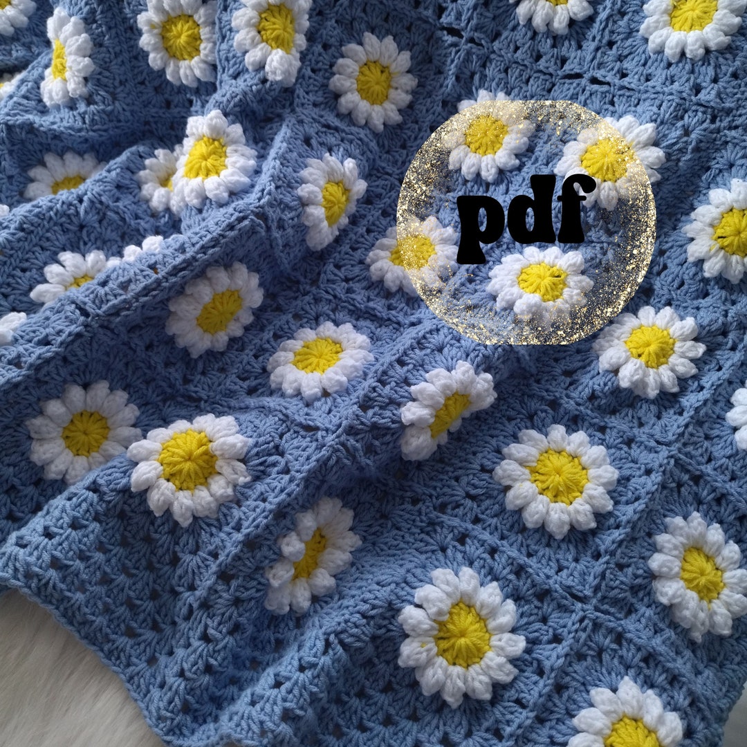 3D Daisy Crochet Blanket PATTERN,Crochet Daisy Afghan,Crochet Flower ...