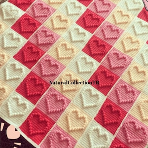 Crochet Heart Bobble Stitch Blanket Pattern: Easy Hearts Afghan (PDF ...