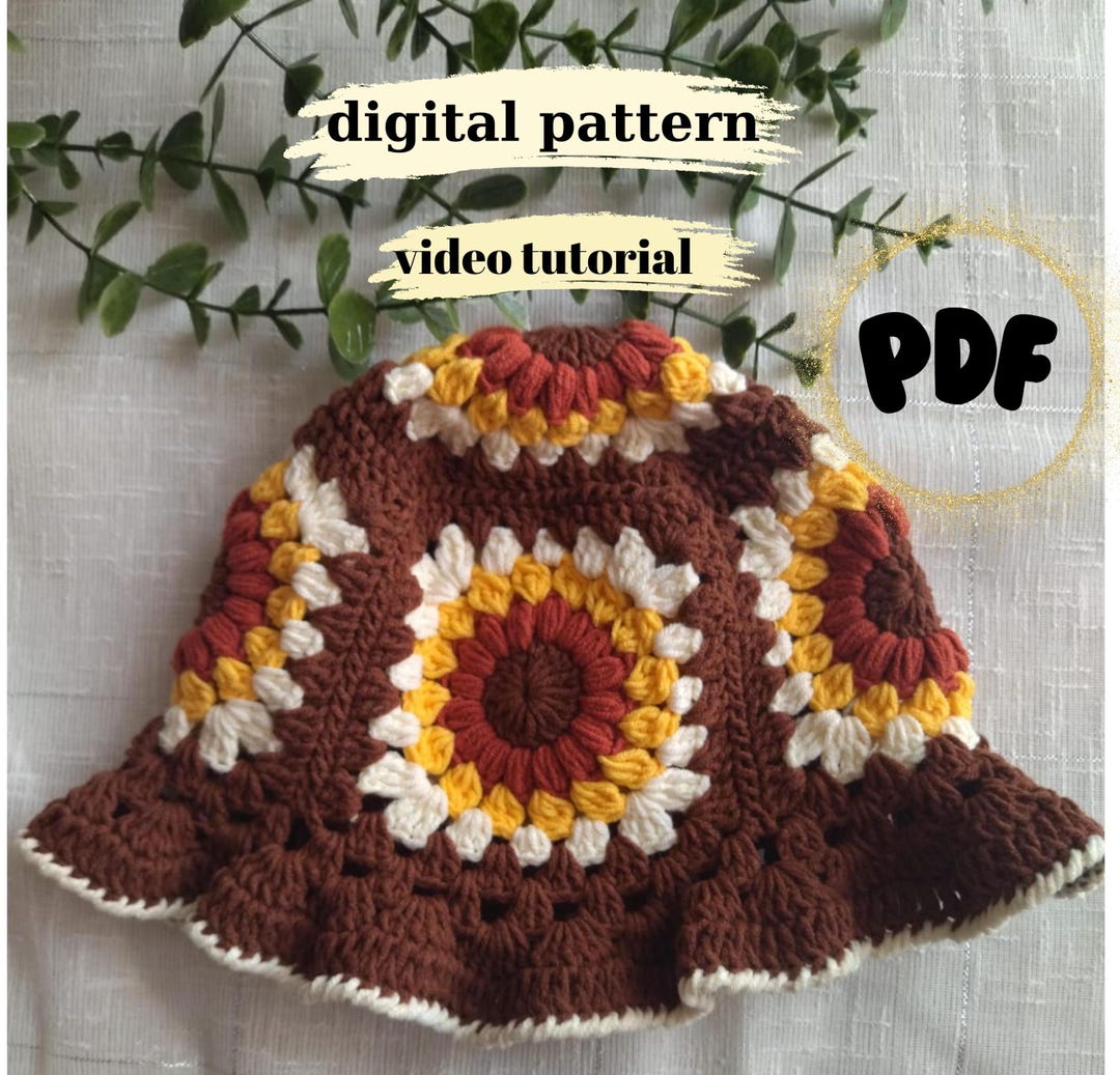 Sunflowers Granny Square Bucket Hat Crochet Pattern: Easy Daisy Motif ...