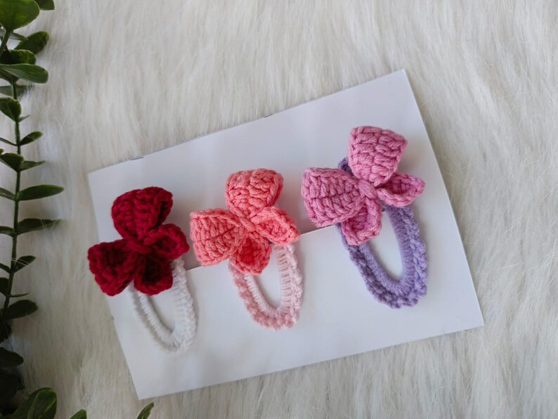 Bow Hair Clips Pattern ,crochet Hair Clips, Girls Snap Clips, Pigtail ...