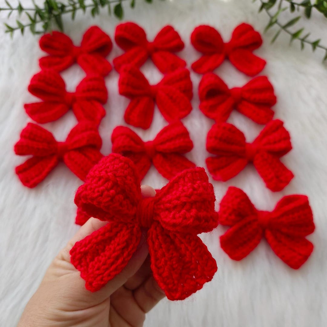 Crochet Big Red Bow PATTERN: DIY Hair Accessories, Garland (digital ...